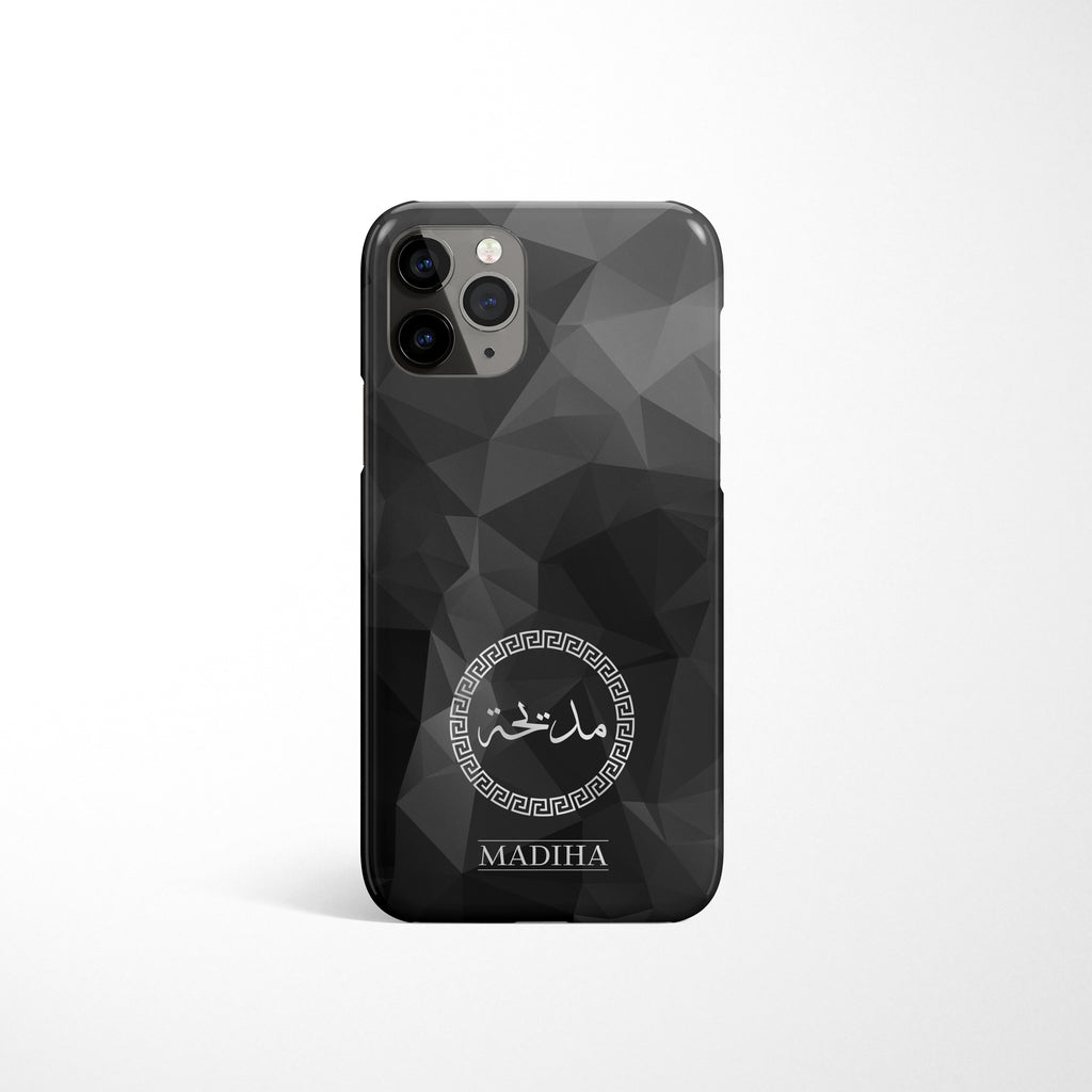 Geometric Print Personalised Arabic Name Phone Case - Black – Zing Cases